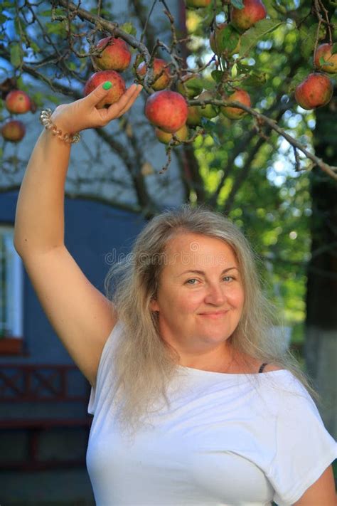 Portrait Of A Woman Under An Apple Tree Stock Image Image Of