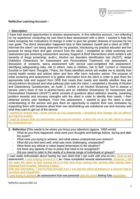 Reflective Account On Personal Care Examples At Lillian Rodriguez Blog