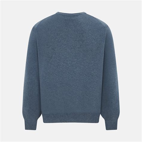 Pacific Blue Cashmere Round Neck Jumper Turnbull And Asser