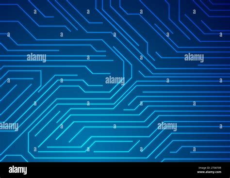 Abstract Glowing Blue Tech Circuit Board Lines Futuristic Background