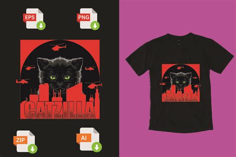 Catzilla Funny T Shirt Graphic By Blueskystudio · Creative Fabrica