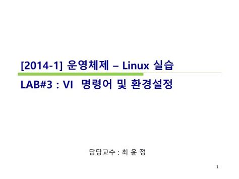 PPT 2014 1 운영체제 Linux 실습 LAB 3 VI 명령어 및 환경설정 PowerPoint Presentation ID 2797441