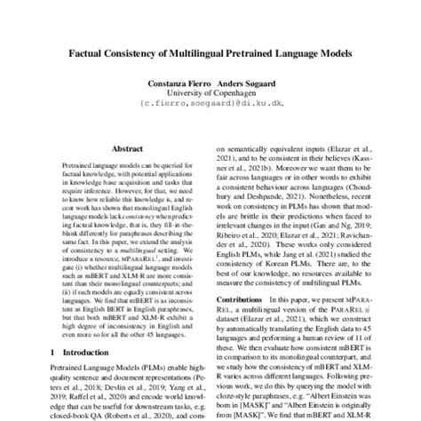 Factual Consistency Of Multilingual Pretrained Language Models Acl