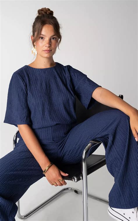 Top Met Structuur Donkerblauw Guts Gusto