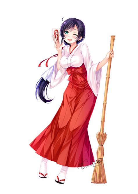 Safebooru 1girl D Alternate Hairstyle Bamboo Broom Blush Breasts