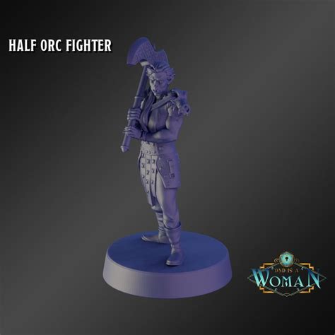 Dnd Miniature Half Orc Fighter Miniature For Dungeons And Dragons