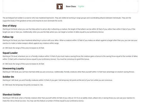 Fighter Subclass Foot Soldier R Dndhomebrew