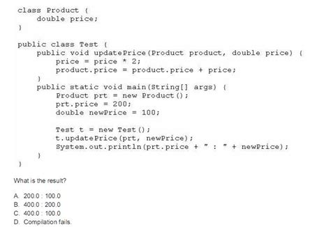 Solved Class Product Double Price Public Class Test F Public