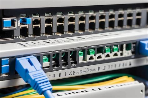 Selective Focus Ethernet Cables And Network Switching Hub Premium Ai Generated Image