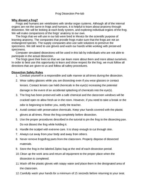 Why Dissect A Frog Doc Template Pdffiller