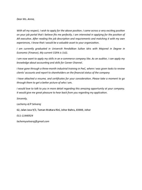 Cover Letter Job Application Pdf