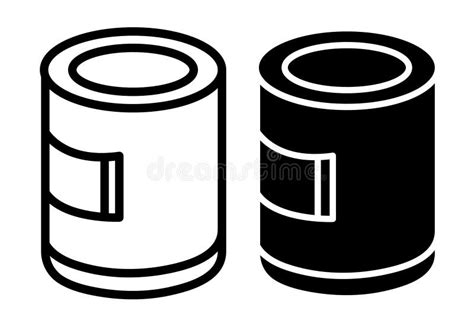 Tin Can Icon Set Metal Open And Soup Jar Vector Symbol In A Black Filled And Outlined Style