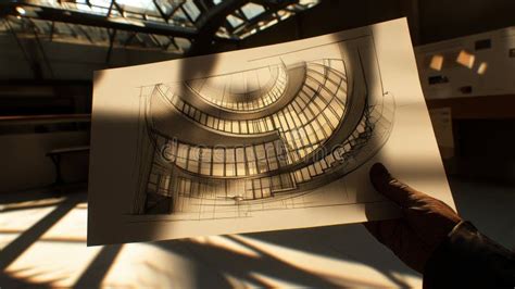 Architectural Sketch Depicts Circular Building Interior Design Stock Illustration Illustration