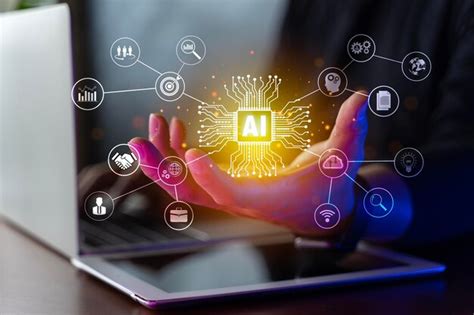 Premium Photo Businessman Touching The Brain Working Of Artificial Intelligence Ai In The