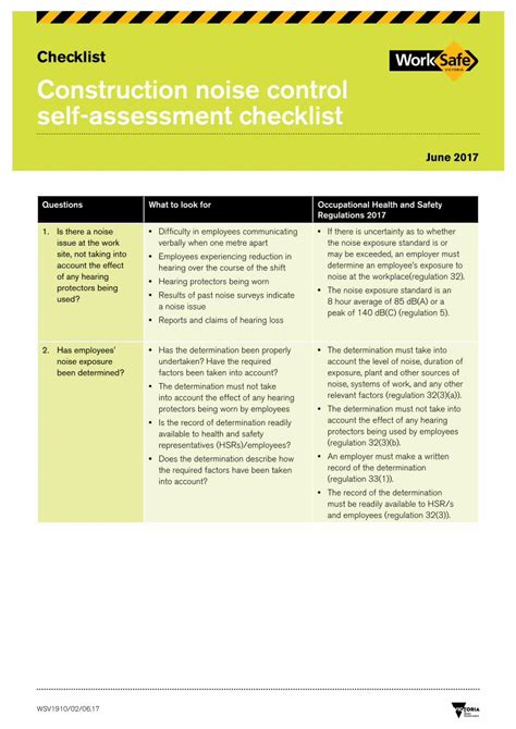 Pdf Checklist Construction Noise Control Self Assessment Checklist