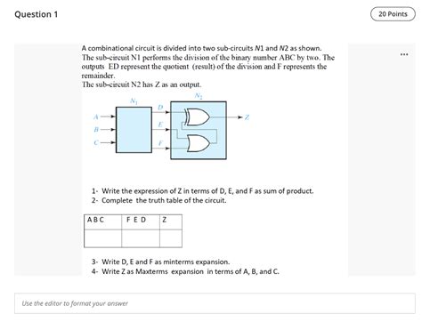 Question Points A Combinational Circuit Is Chegg
