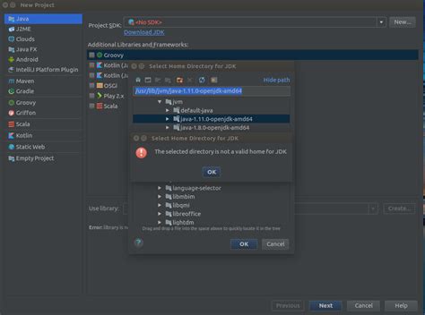 java can t specify sdk in intellij on linux stack overflow