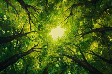 A Vibrant Green Canopy Of Trees Stock Illustration Illustration Of Tall Yellow 351230797