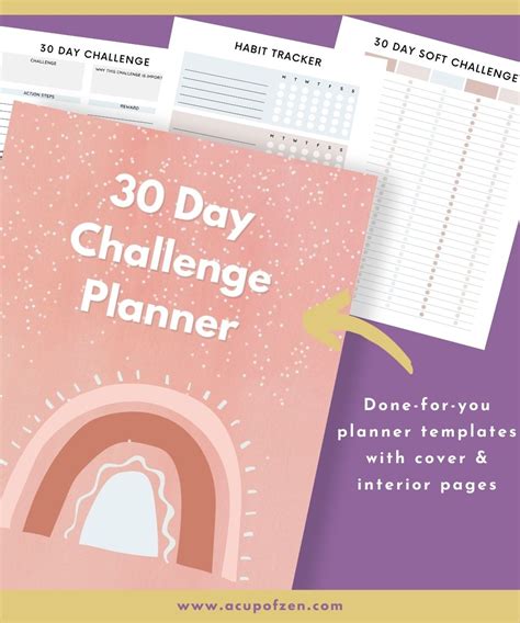 Up 30 Day Challenge Planner A Cup Of Zen
