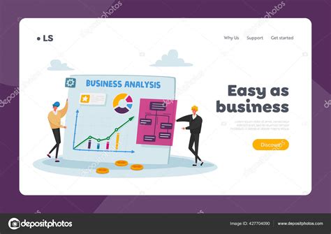 Data Analysis Project Management Landing Page Template Tiny Business People Characters At Huge