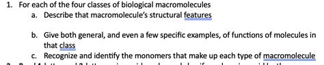 Solved 1 For Each Of The Four Classes Of Biological