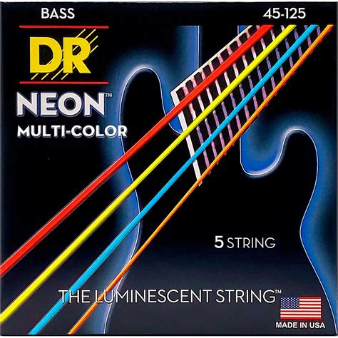 Dr Strings Hi Def Neon Multi Color Coated Medium 5 String Bass Strings