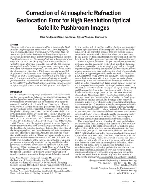 Pdf Correction Of Atmospheric Refraction Geolocation Error For High Resolution Optical