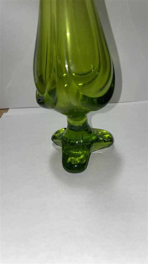 Swung Vase Green Viking Glass Vasemid Century Modern Etsy