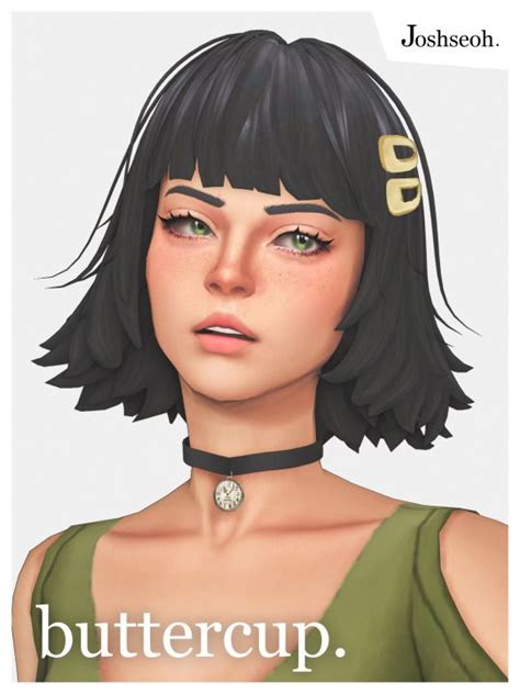 A Woman With Black Hair And Green Eyes Wearing A Choker That Says Buttercup