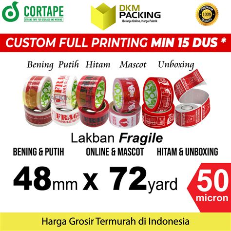 Jual Lakban Fragile Premium Plakban Isolasi Handle With Care Stiker Satuan Roll Shopee Indonesia