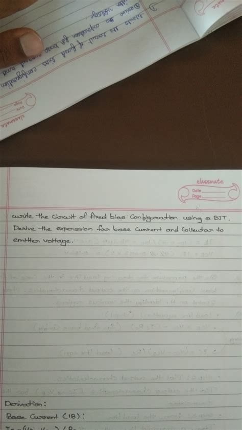 Write The Circuit Of Fixed Bias Configuration Using A Bjt Derive The