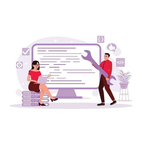 Programmers Work Seriously And Develop Technology And Coding Trend