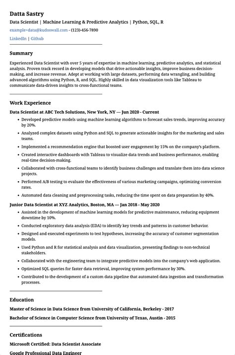 Top Data Scientist Resume Examples Career Resources Machine