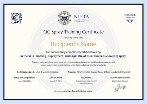 Professional And Structured Oc Spray Certificate Template