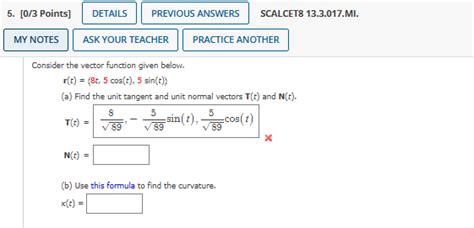 Solved Consider The Vector Function Given Below