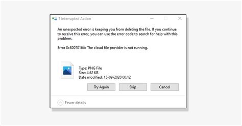 fix onedrive error 0x8007016a ‘cloud file provider is not working