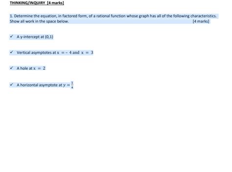 Thinking Inquiry [4 ﻿marks]determine The Equation In