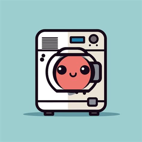 Lindo Kawaii Lavadora Chibi Mascota Vector Estilo De Dibujos Animados