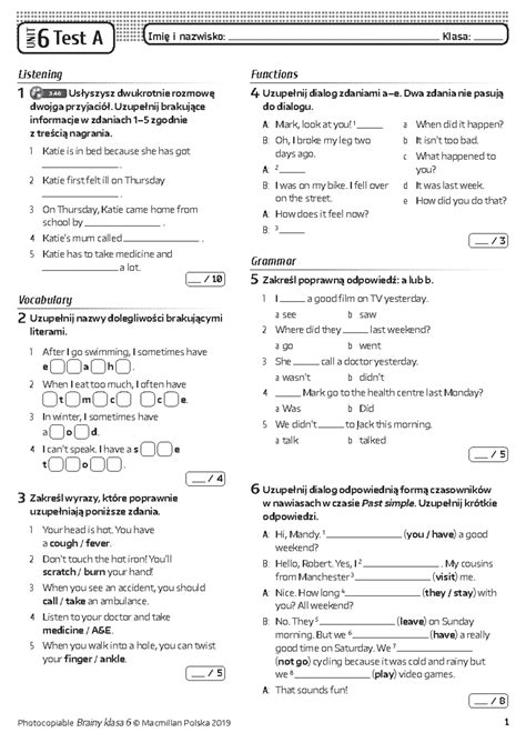 Kartk Wka Unit Unit Five Minute Test Unit Vocabulary Page