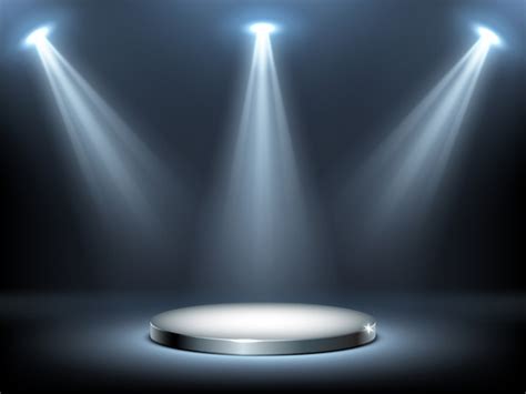 둥근 연단 스포트라이트로 비추는 빈 무대 무료 벡터