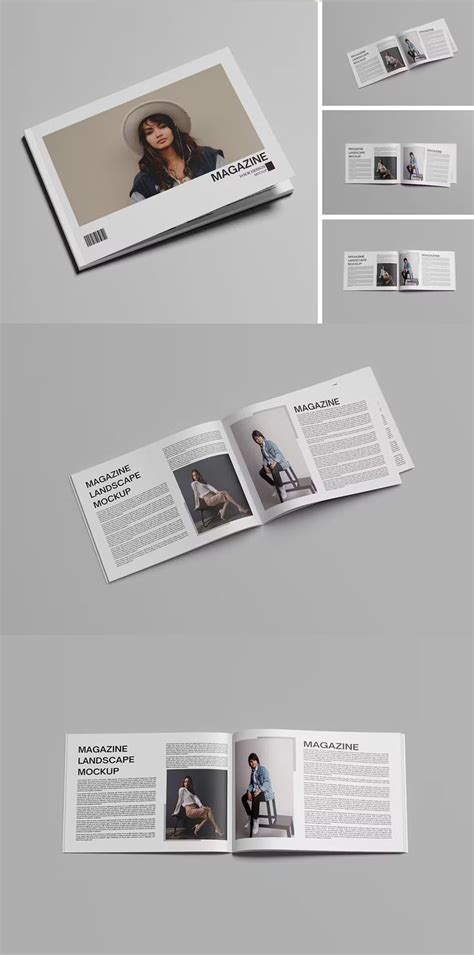 Landscape Magazine And Cover Book Mockup A4 Book And Magazine Design