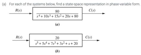 Solved A For Each Of The Systems Below Find A State Space