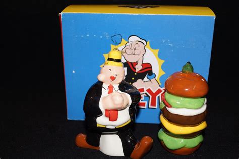 Popeye Wimpy And Hamburger Salt And Pepper Magnetic Shakers 1974879430