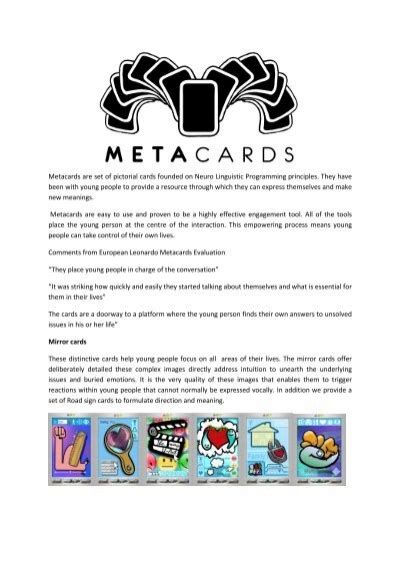 Metacards Are Set Of Pictorial Cards Founded On Neuro Iep