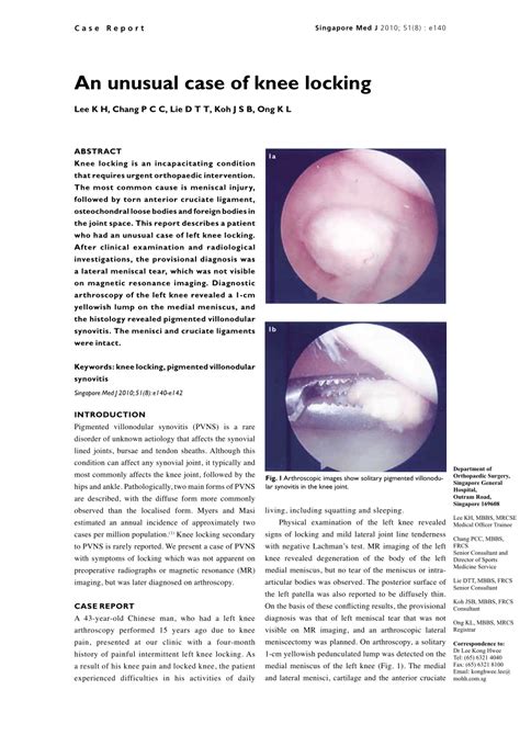 Pdf An Unusual Case Of Knee Locking