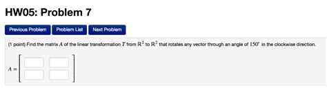 Solved Hw05 Problem 7 Previous Problem Problem List Next