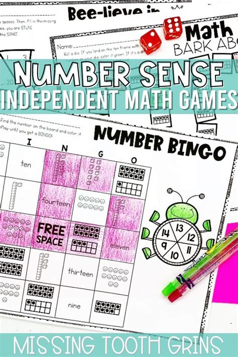 Number Sense Math Games And Activities Math Activities Elementary Beginning Math 1st Grade