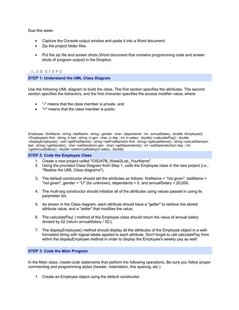 Cis I Lab Of Employee Class Pdf