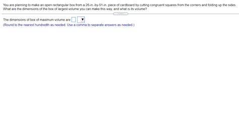 Solved You Are Planning To Make An Open Rectangular Box From