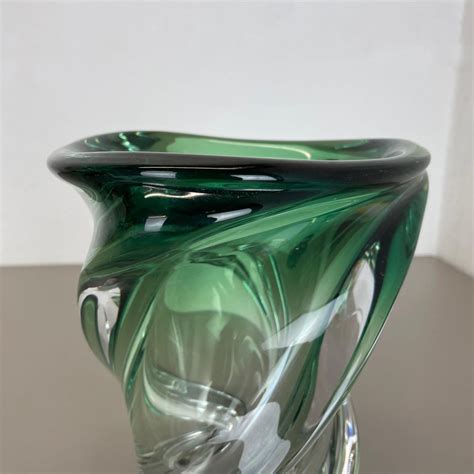 Crystal Wave Glass Vase Attributed To Val Saint Lambert Belgium 1960s